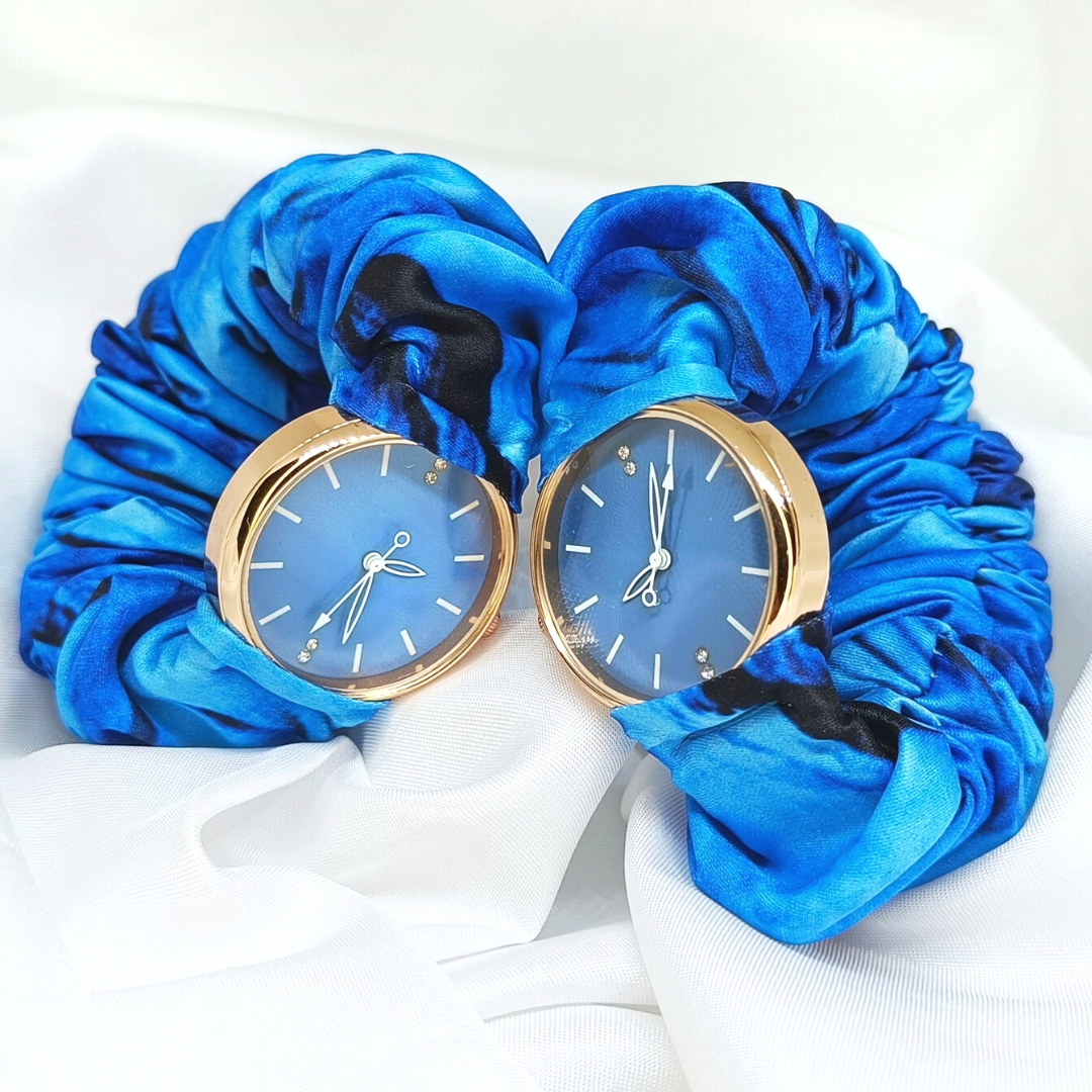 Printed Scrunchie Watch - The Ocean Blue - By Fairy & Rose – Fairy And Rose